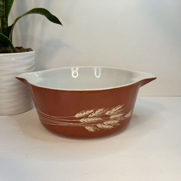 Pyrex | Kitchen | Vintage Pyrex 475b Rust Autumn Harvest Wheat ...